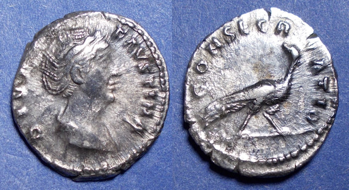 Roman Empire, Diva Faustina Sr d. 141, Silver Denarius | Roman Imperial ...