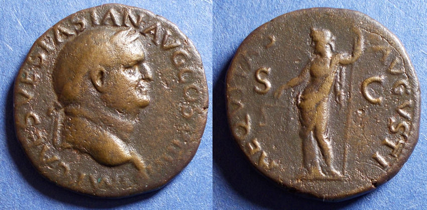 Roman Empire, Vespasian 69-79, Bronze Aes | Roman Imperial Coins