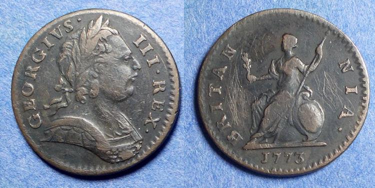 United Kingdom, George III 1773, Copper Farthing | European Coins