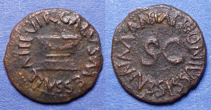 Roman Empire, Augustus 27BC-14AD, Bronze Quadrans | Roman Imperial Coins