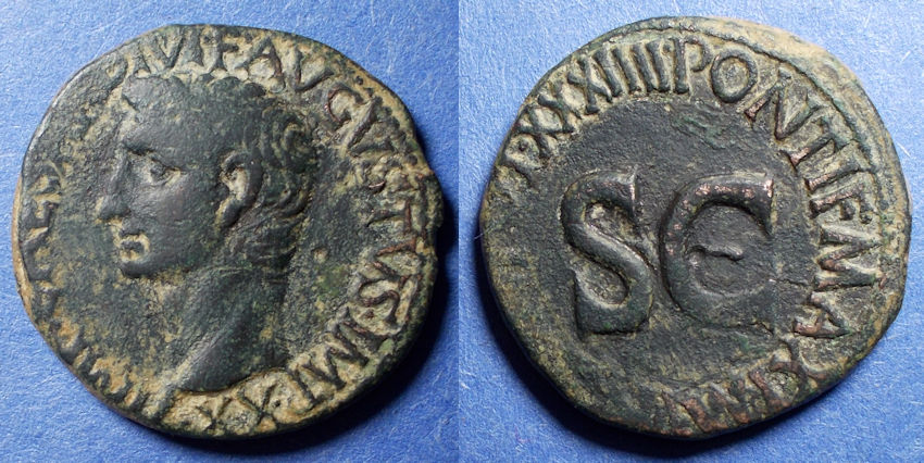 Roman Empire, Augustus 27BC-14AD, Copper Aes | Roman Imperial Coins