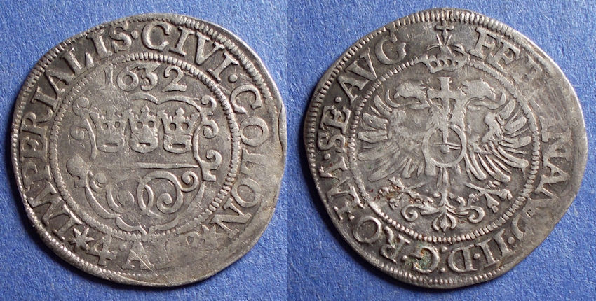 Germany, Cologne (Köln), Ferdinand II H.R.Emperor 1632, Silver 4 Albus