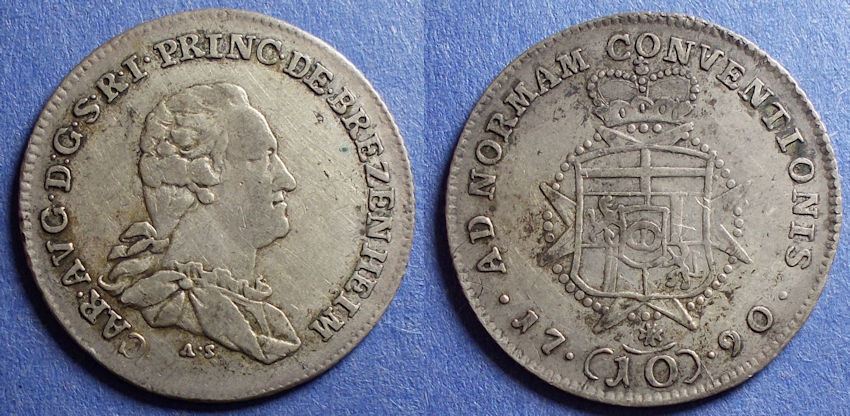 Germany, Bretzenheim, Karl August 1790, Silver 10 Kreuzer | European Coins