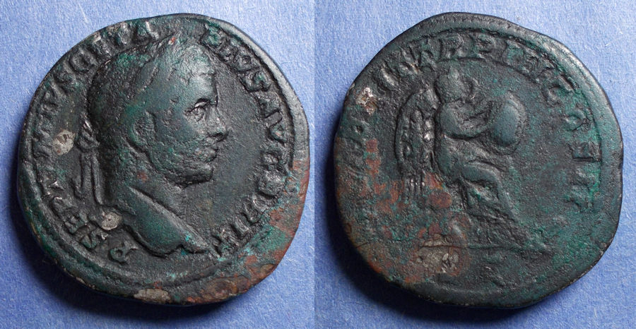 Roman Empire, Geta (as Augustus) 208-211, AE Victory in Britian Sestertius