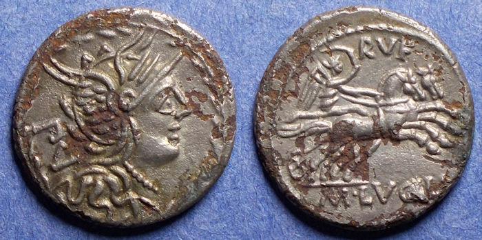 Roman Republic, M Lucilius Rufus 101 BC, Silver coated bronze Fourree ...