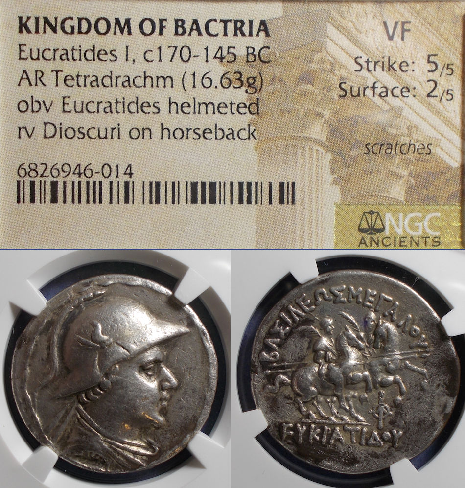 Bactria, Eukratides I 170-145 BC, Silver Tetradrachm | Ancient Eastern ...