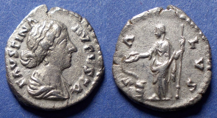 Roman Empire, Faustina Jr 147-175, Silver Denarius | Roman Imperial Coins