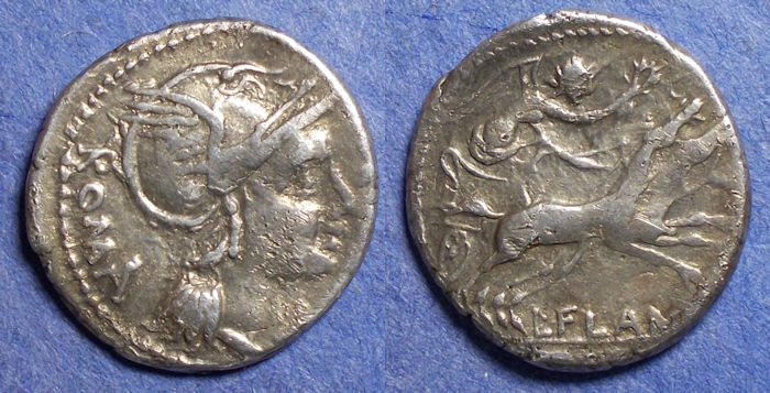 Roman Republic, Lucius Flaminius Cilo 109/108 BC, Silver Denarius