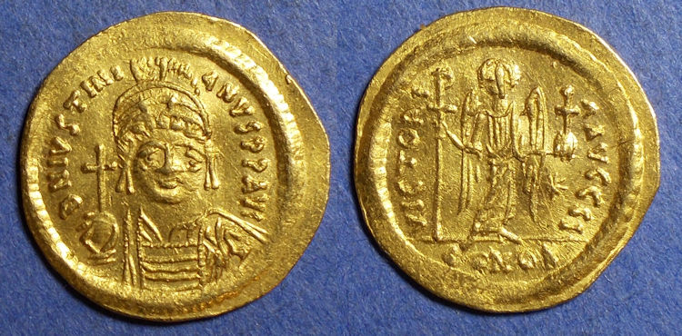 Byzantine Empire, Justinian I 527-565, Gold Solidus | Byzantine Coins