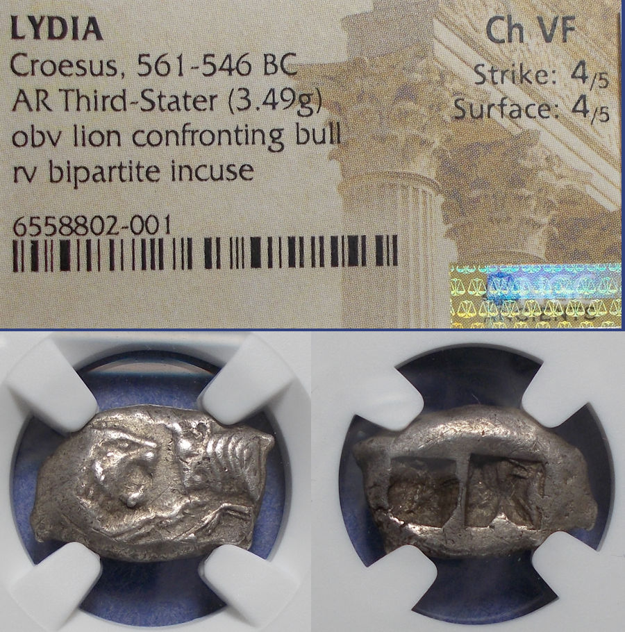 Kings of Lydia, Kroisos 561-546 BC, Silver Third stater | Greek Coins