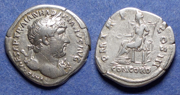 Roman Empire, Hadrian 117-138, Silver Denarius - Unlisted with Aegis