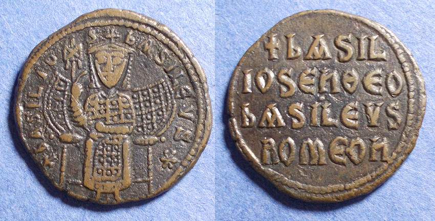 Byzantine Empire, Basil I 867-886, Bronze Follis | Byzantine Coins