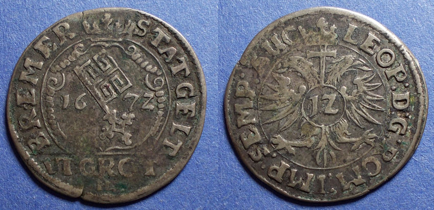 Germany, Bremen, Leopold - H.R. Emperor 1672, Silver 6 Grote | European ...