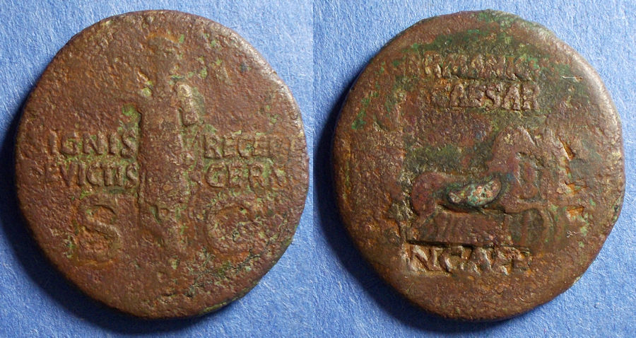 Roman Empire, Germanicus d. 19AD, AE Dupondius | Roman Imperial Coins