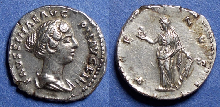 Roman Empire, Faustina Jr 147-175, Silver Denarius | Roman Imperial Coins