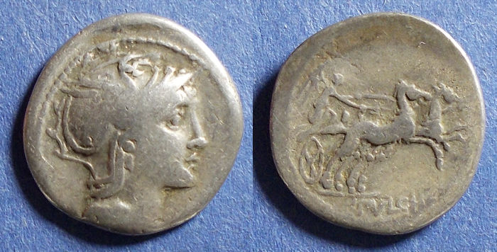 Roman Republic, C Claudius Pulcher 110-109 BC, Silver Denarius