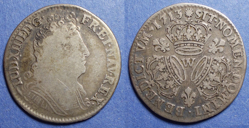 France, Louis XIV 1643-1715 ( 1713 ), Silver Quart d'Ecu | European Coins