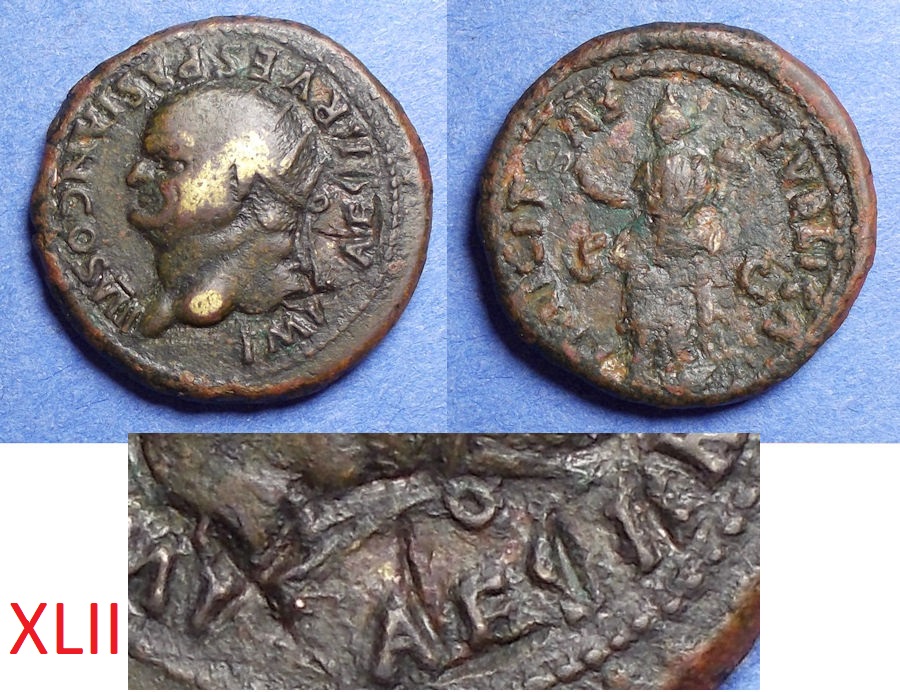 Ostrogoths, Countermarked issue of Vespasian Circa 550 AD, Brass 42 Nummi