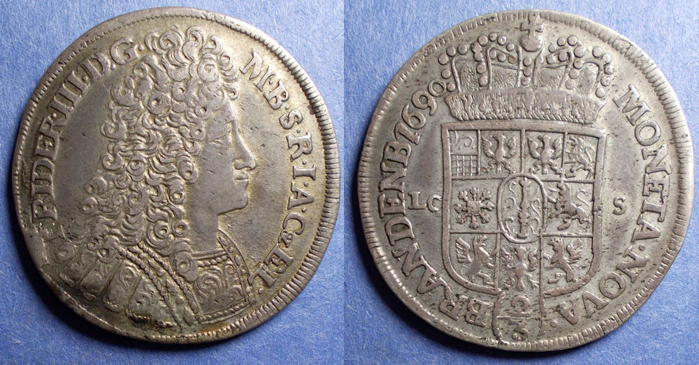 Germany, Brandenburg-Prussia, Friedrich III 1690 LC-S, Silver 2/3 Taler