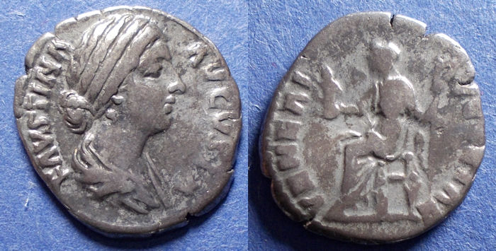 Roman Empire, Faustina Jr 147-175, Silver Denarius | Roman Imperial Coins