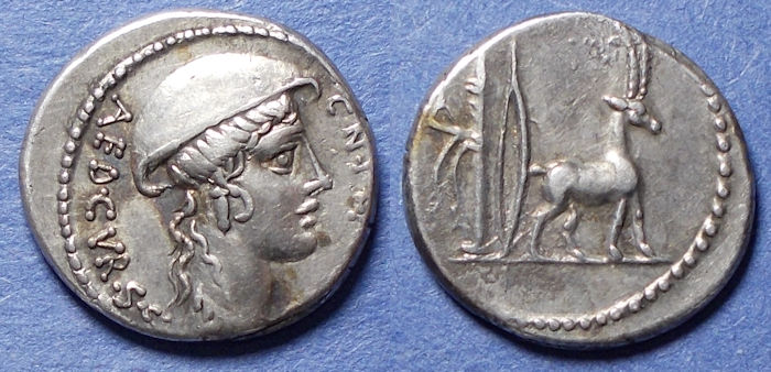 Roman Republic, Cn Plancius 55 BC, Silver Denarius | Roman Republican Coins