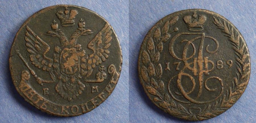 Russia, Catherine II 1789 EM, 5 Kopeck | European Coins