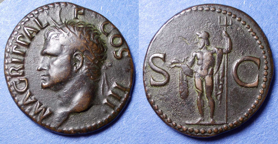 Roman Empire, Agrippa d. 12 BC, Bronze Aes | Roman Imperial Coins