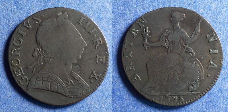 United Kingdom, George III 1775, Copper Half Penny | European Coins