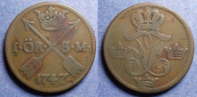 Sweden, Frederich I 1747, AE Ore | European Coins