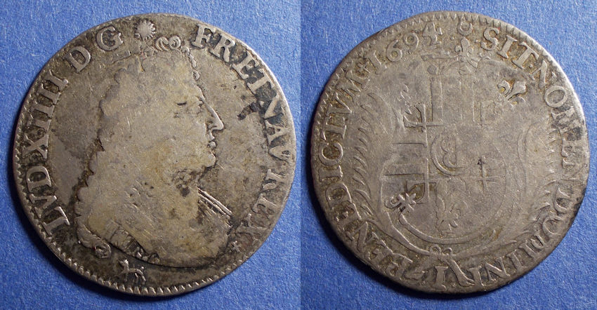 France, Louis XIV 1643-1715, Silver 1/4 Ecu aux palmes | European Coins