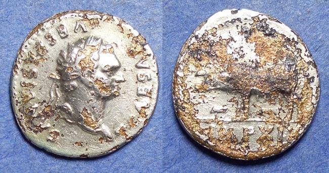 Roman Empire, Titus (as Caesar) 69-79, Silver coated bronze Fourree ...