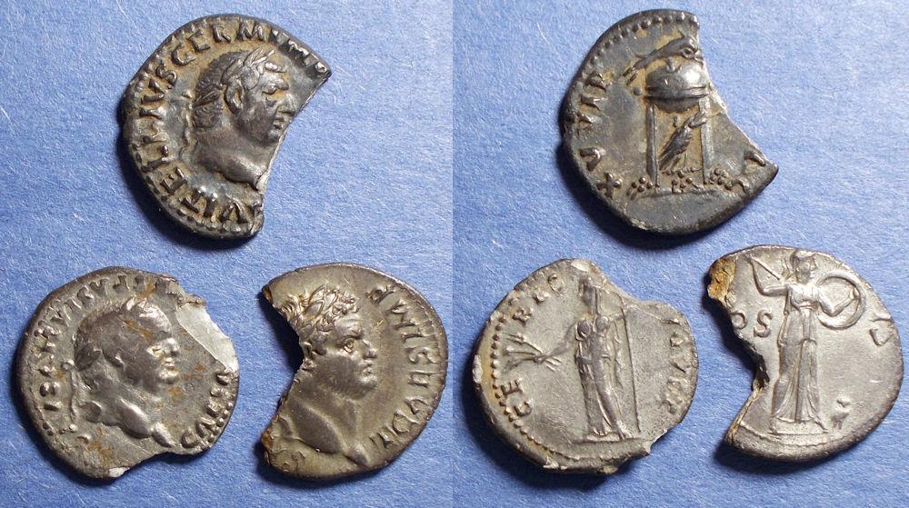 Roman Empire, Three Roman Denarii 69 to 79 AD, Silver Denarius