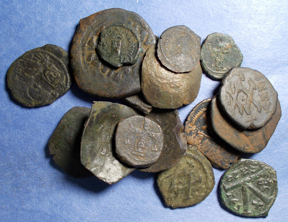 Byzantine Empire, Group of 16 bronze / billon coins Circa 500 to 1200 AD,