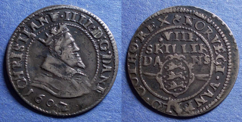 Denmark, Christian IV 1607, Silver 8 Skilling | European Coins