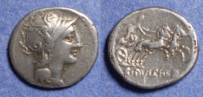 Roman Republic, C Claudius Pulcher 110-109 BC, Silver Denarius