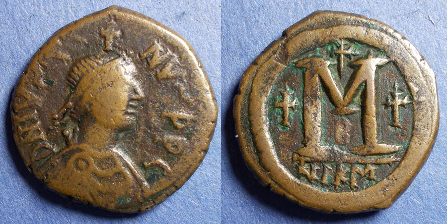 Byzantine Empire, Justin I 518-527, Bronze Follis | Byzantine Coins