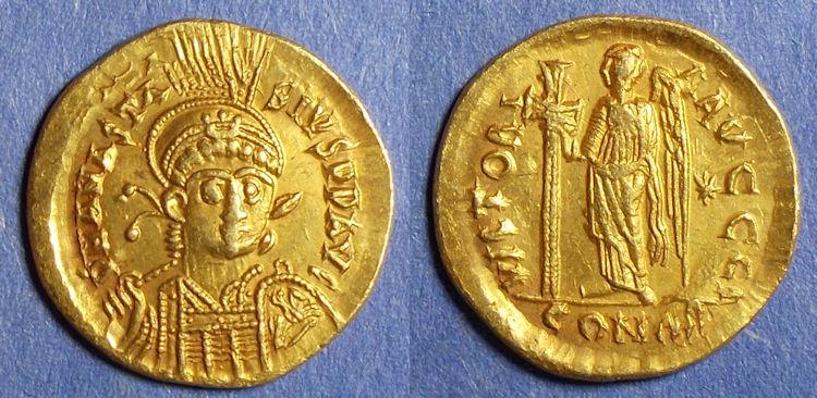 Byzantine Empire, Anastasius 491-518, Gold Solidus | Byzantine Coins