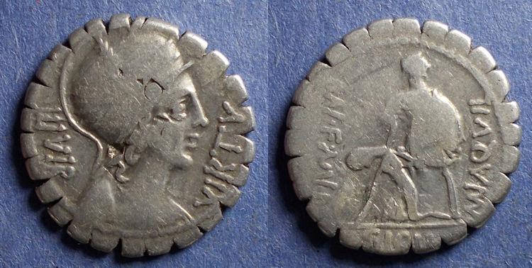 Roman Republic, Mn Aquillius M.f. 65 BC, Silver Serrate Denarius