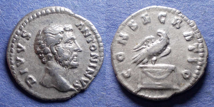 Roman Empire, Divus Antoninus Pius d. 161, Silver Denarius | Roman ...