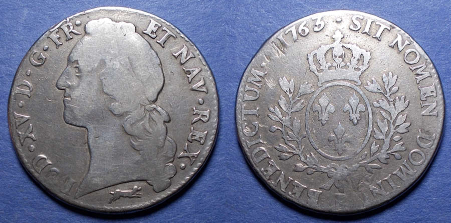 France, Louis XV 1763 R, Silver Ecu | European Coins