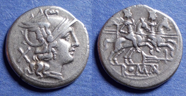 Roman Republic, Anonymous 206-195 BC, Silver Denarius | Roman ...