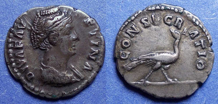 Roman Empire, Diva Faustina Sr d. 141, Silver Denarius | Roman Imperial ...