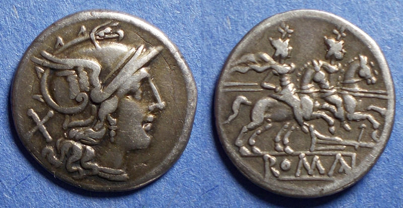 Roman Republic, Anonymous 206-195 BC, Silver Denarius | Roman ...