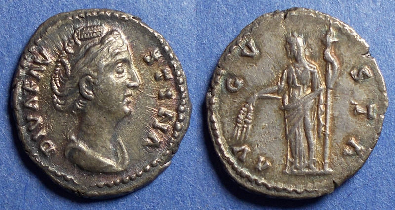 Roman Empire, Diva Faustina Sr d 141, Silver Denarius | Roman Imperial ...