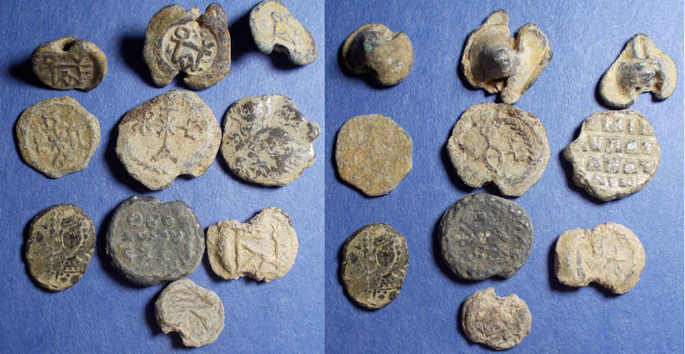 Late Roman / Byzantine, Group of 10 lead seals Circa 450 to 900 AD,