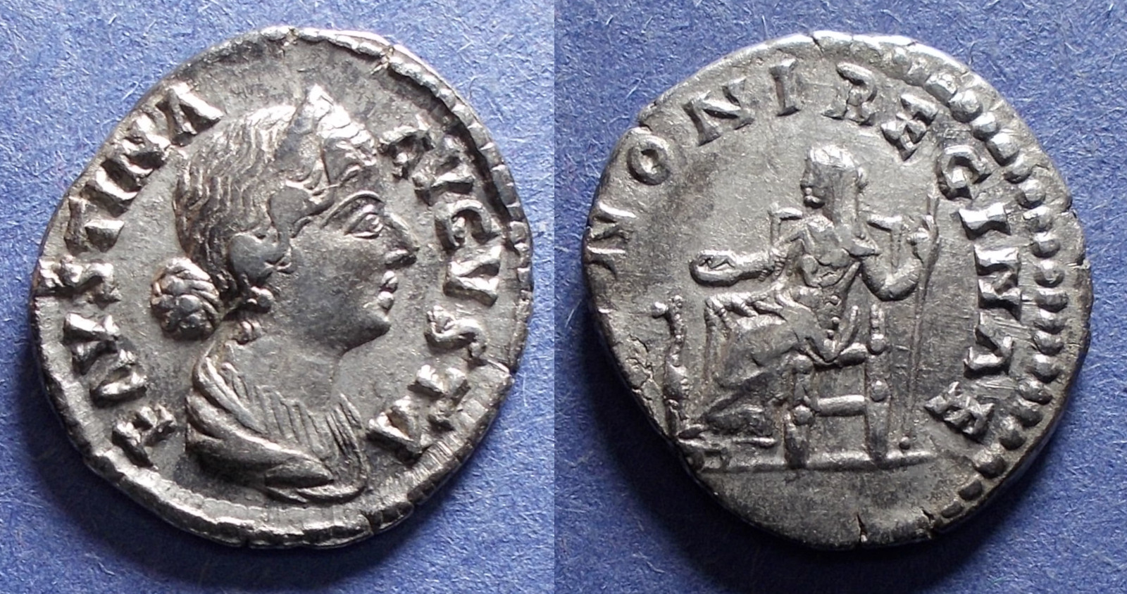 Roman Empire, Faustina Jr 147-175, Silver Denarius | Roman Imperial Coins
