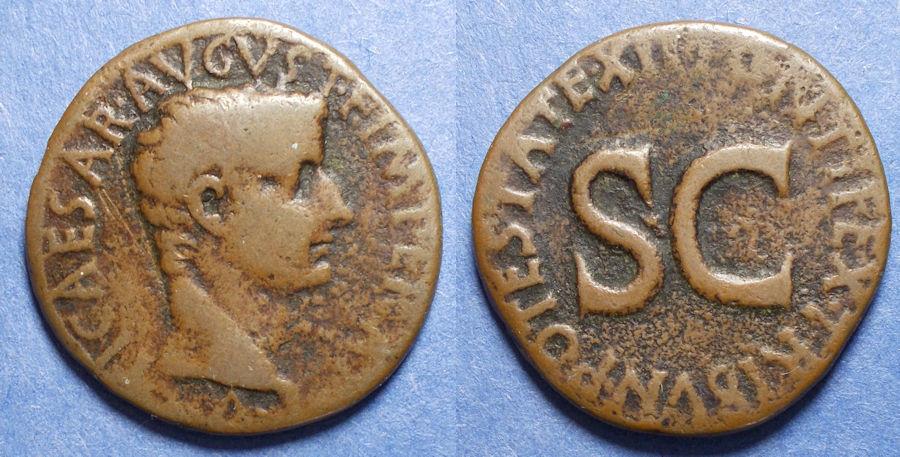 Roman Empire, Tiberius (as Caesar) Struck 8-12), Bronze Aes | Roman ...