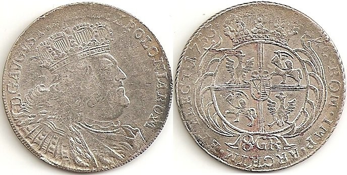 Poland 1753 8 Groszy / Tympf | European Coins