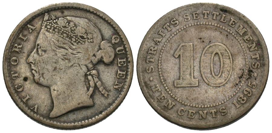Straits Settlements. Victoria. 1895. 10 cents. Fine. | Asian and Middle Eastern Coins