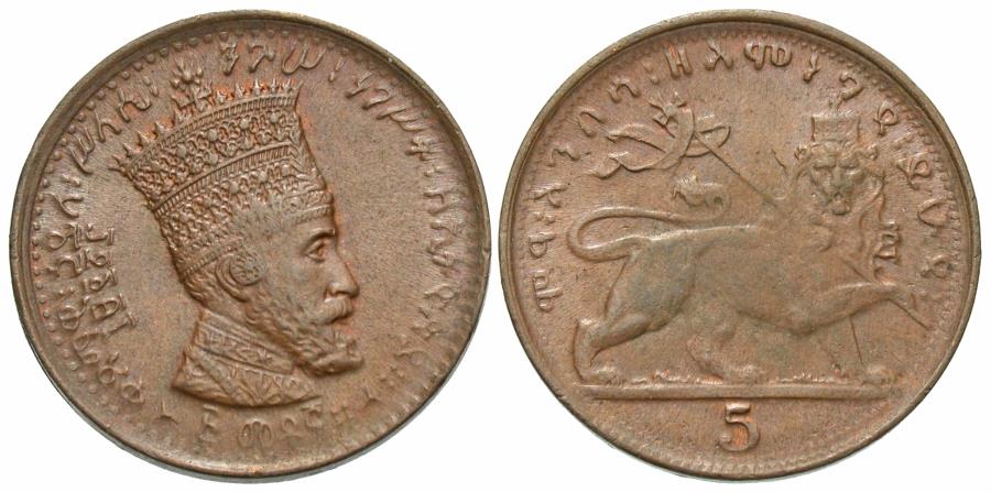 Ethiopia. Haile Selassie I. EE 1923 (1930-1). 5 matonas. AU. | African ...